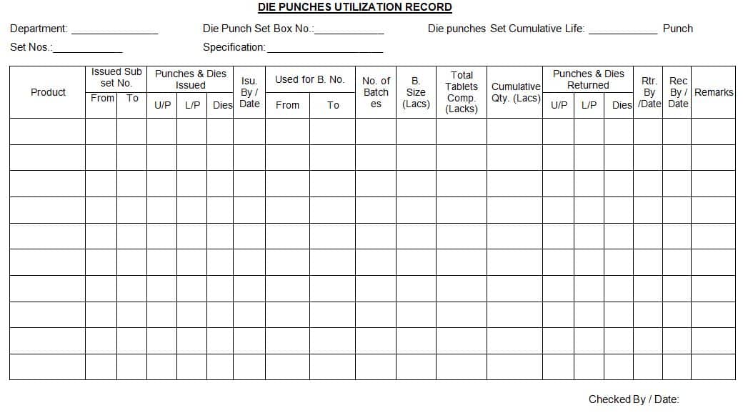 Procedure for Issuance, Use, and Retrieval of Punches and Dies ...