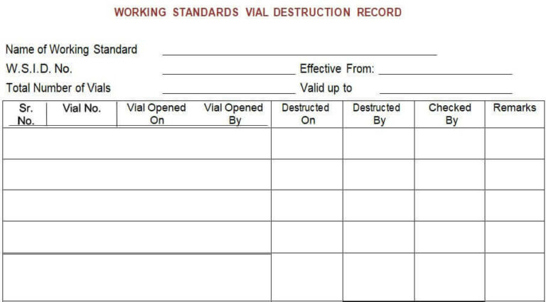 SOP on Working Standards- Preparation, Qualification, Usage, Storage, and Destruction » Pharmaguddu
